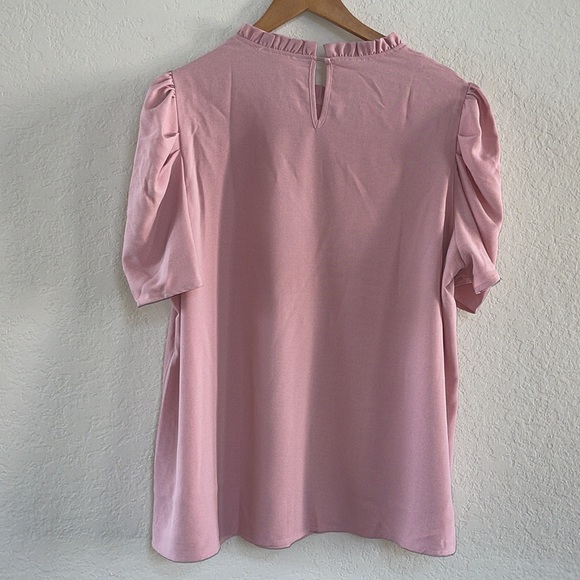 Tops | Nwt Pink Ruffle Collar Blouse | Poshmark